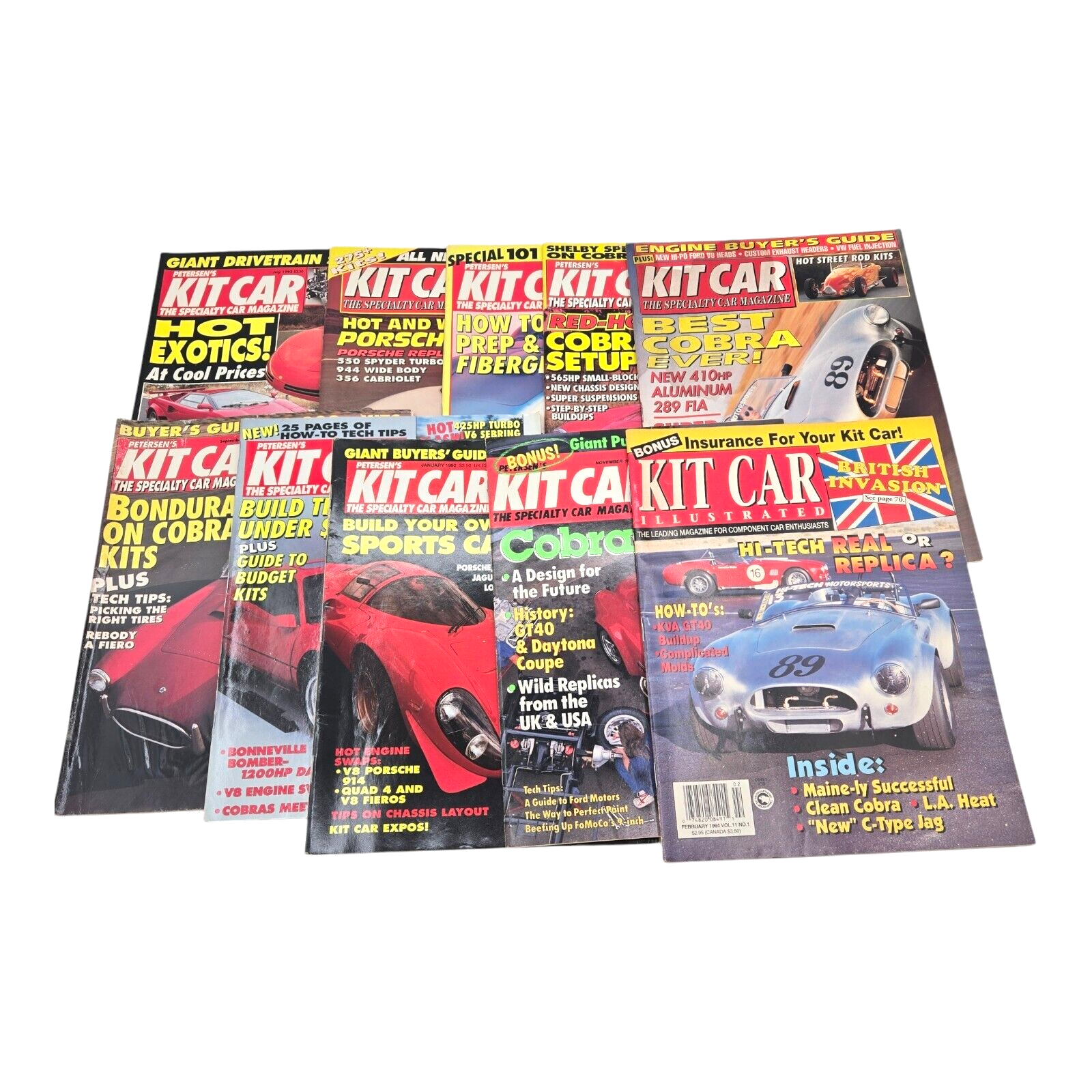 KIT CAR Magazine Illustrated Lot of 10 Cobra Porsche 1989-94 Build A ...