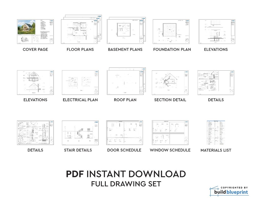 Modern 35' x 35' Hilltop Hideout Architectural Plans - PDF Download | eBay