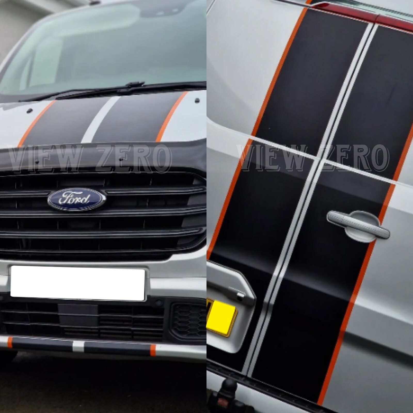 For FORD TRANSIT CUSTOM BONNET & REAR BARN DOOR STRIPES DECALS VINYL ...