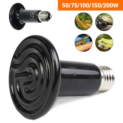 25-200W Reptile Ceramic Heat Emitter Bulb Infrared Heater Lamp Vivarium ...