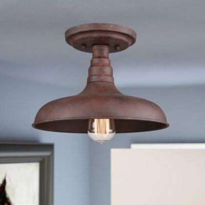 Industrial Retro Rust Ceiling Light Semi Flush Mount Vintage Light ...