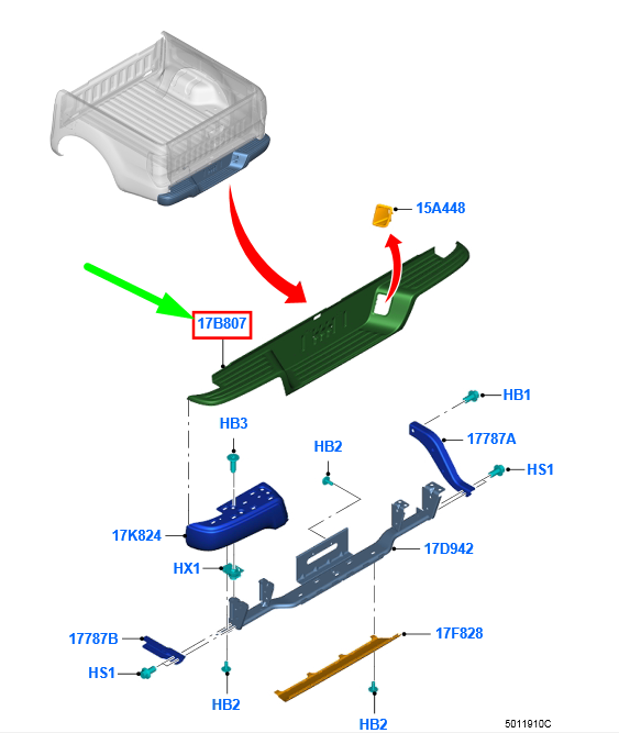 FORD RANGER T6 MK1 Rear Bumper Cover GB3B-17B810-AD 2349683 NEW GENUINE ...