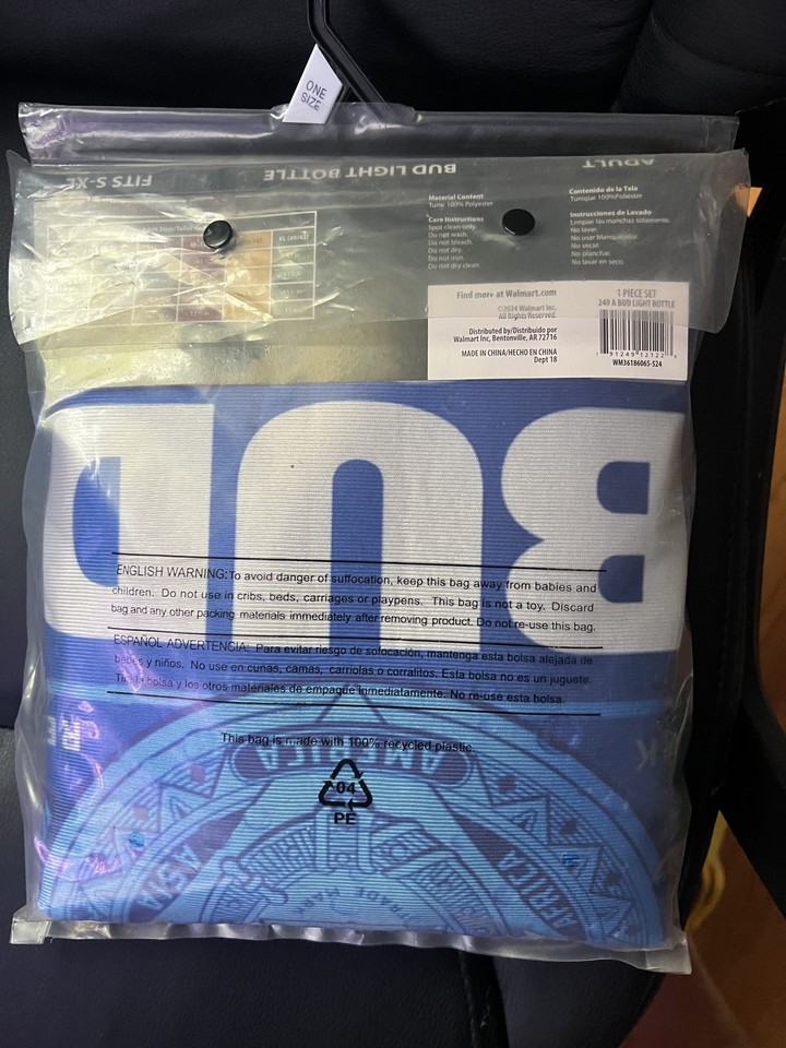 Bud Light Beer Bottle Tunic Costume Blue New In package | eBay