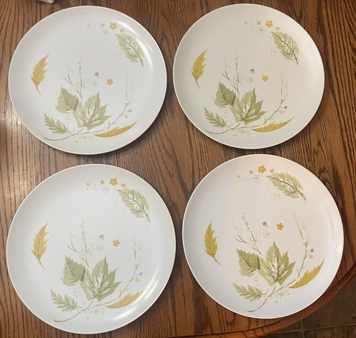 Vintage Texas Ware Melamine Leaf And Flower Dinner Plates 10" Set of 4 ...