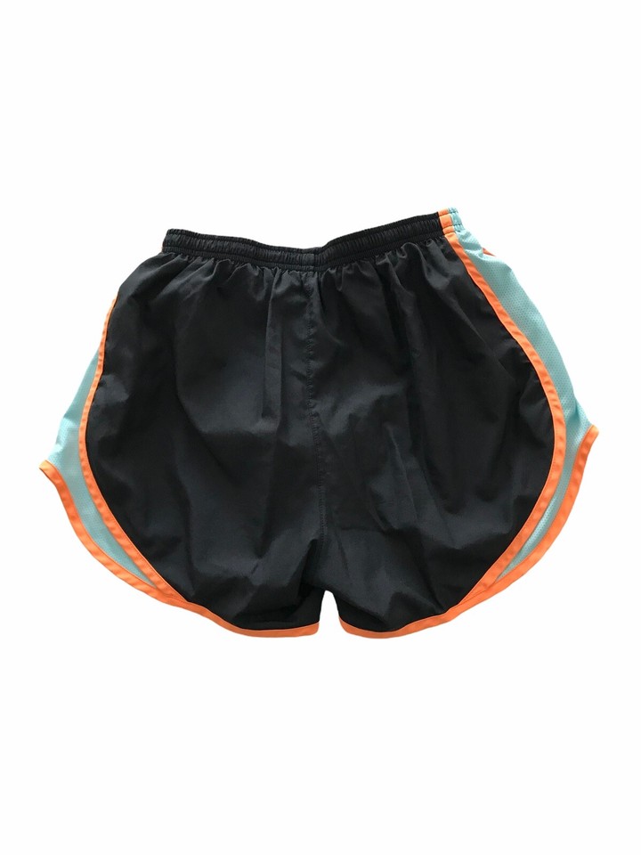 NIKE DRI-FIT Black w/ Neon Orange Trim Blue Mesh Sides Running Shorts ...