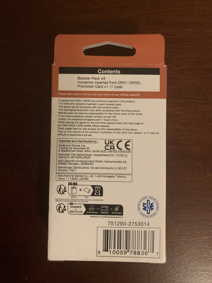 One Piece Treasure Booster Set 4 Pack Box - Randomly selected packs ...