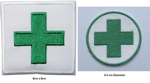 Green First Aid Cross Embroidered Iron Sew On Cloth Patch Medical Badge ...