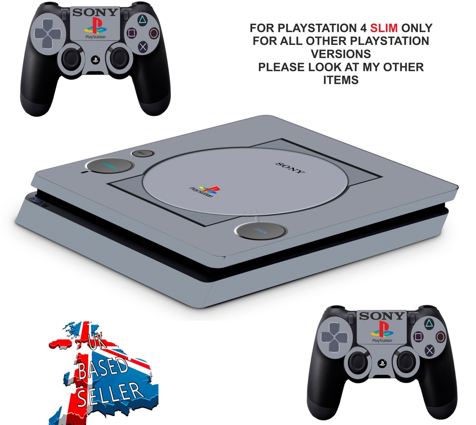 PS1 STYLE RETRO PS4 SLIM PROTECTIVE SKIN DECAL VINYL STICKER WRAP | eBay
