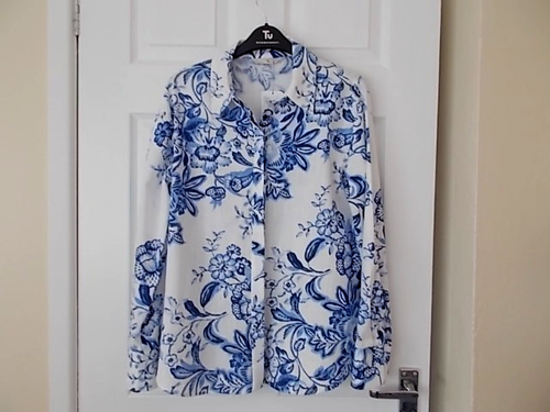 TU WHITE/BLUE FLORAL LINEN LOOK COTTON SHIRT SIZE 10 BNWT | eBay