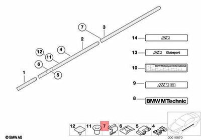 Genuine BMW E36 Cabrio Compact Side Molding Clips Clamps OEM ...