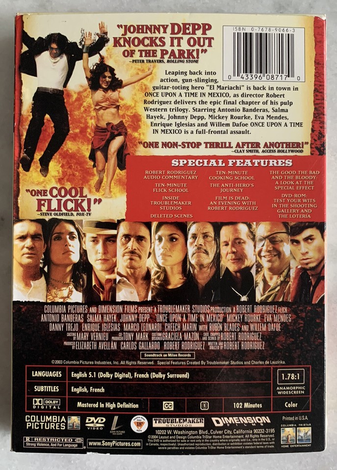 Once Upon a Time in Mexico DVD, 2004, Johnny Depp, Antonio Banderas ...