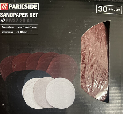 Parkside Sandpaper Set 30 Pieces, /PWSZ 30 A1 125mm | eBay UK