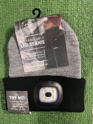 Unisex Warm Winter Knit Beanie Hat with LED Light Rechargeable Headlamp ...