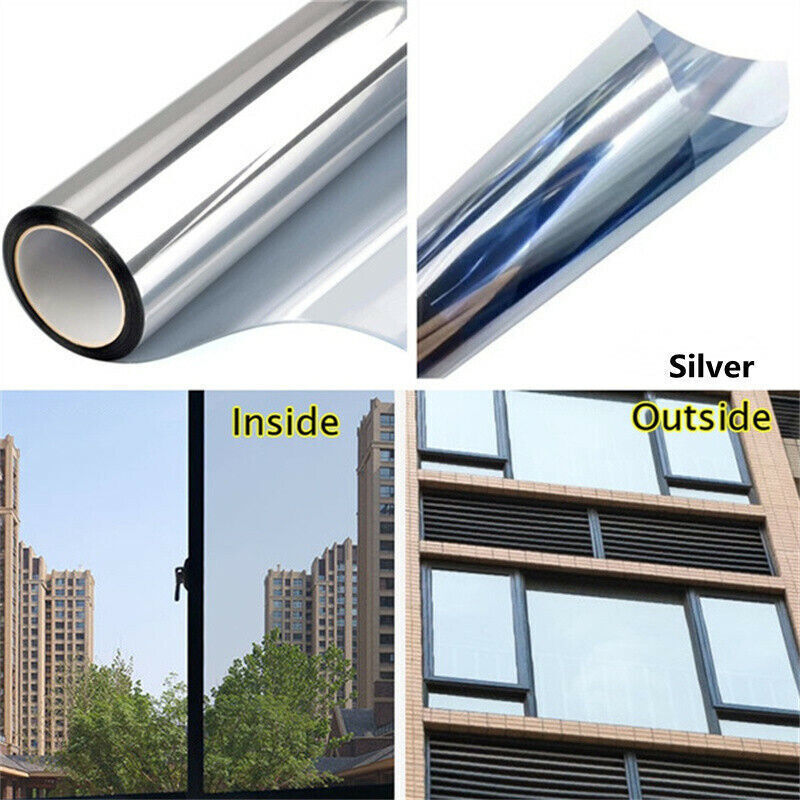 Silver Reflective One Way Mirror Window Film Mirrored Privacy Glass ...