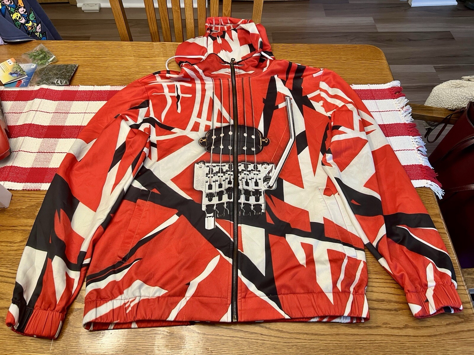 Eddie Van Halen EVH Frankenstrat guitar hooded jacket… - Gem