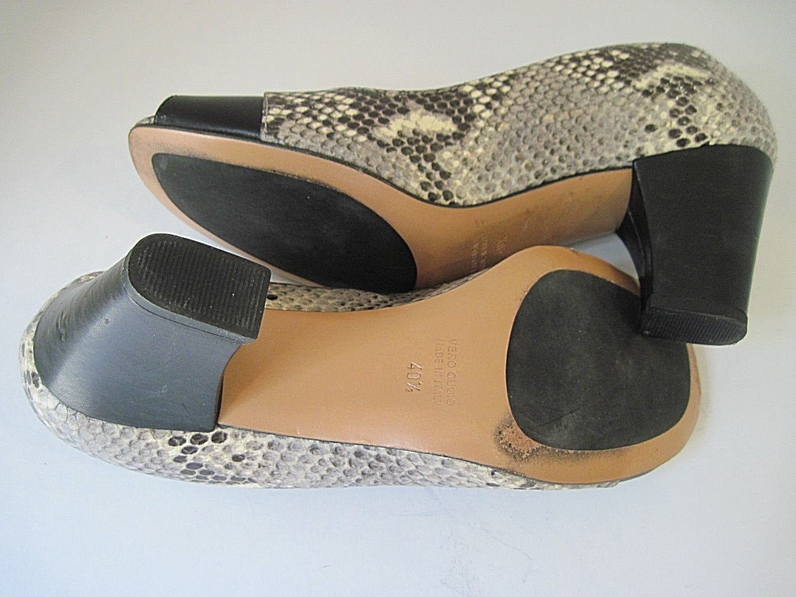 "OLIVIA & MARTINA" WOMENS SNAKESKIN HEELS PEEP TOE SIZE 40 1/2, MADE IN ...
