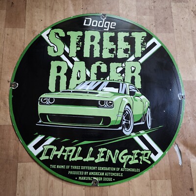 DODGE STREET RACER PORCELAIN ENAMEL SIGN 30 INCHES ROUND | eBay