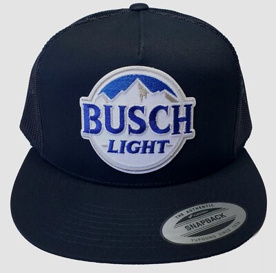 Busch Light Beer Patch on Yupoong Trucker Hat / YP Classics 6006 Black/Black | eBay
