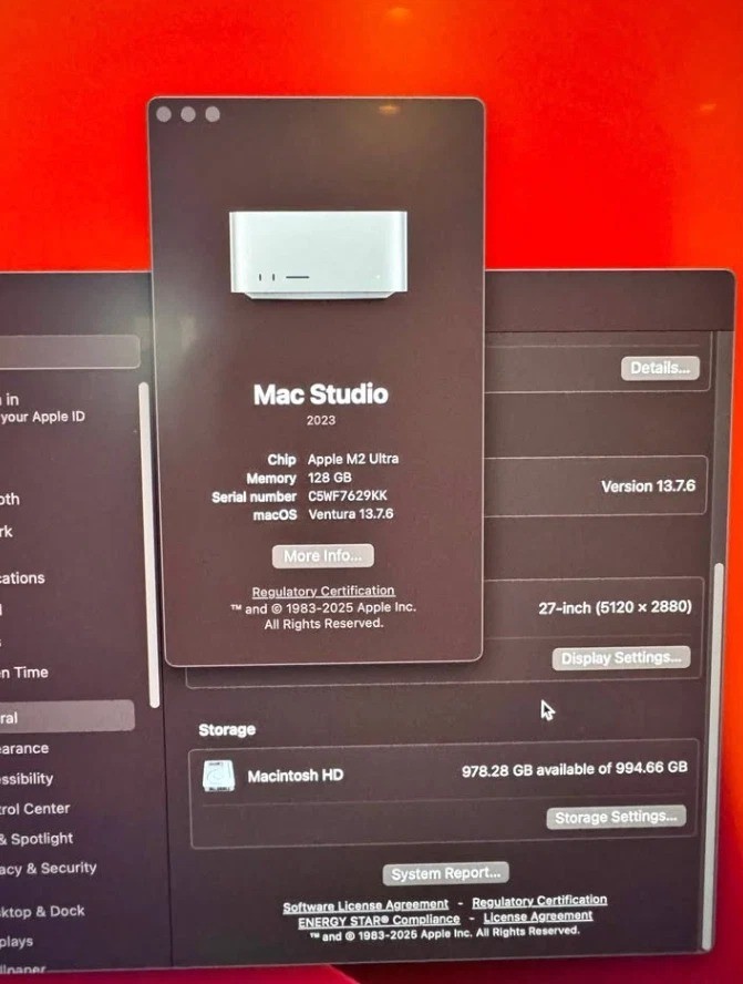 APPLE MAC STUDIO M2 ULTRA (2023) 1TB SSD 128GB RAM 24-CORE 76-CORE GPU ...
