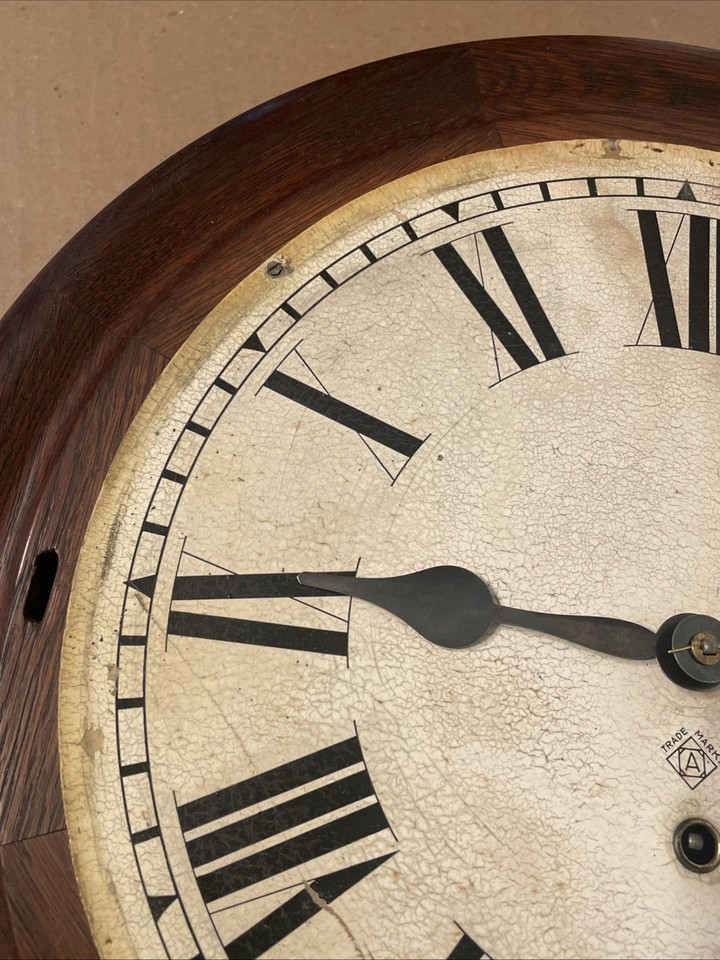Antique Ansonia Round Oak Gallery Wall Clock To Restore | eBay