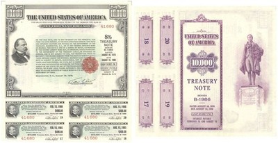 1976 dated $10,000 Treasury Note - U.S. Treasury Instrument - Only 2 ...