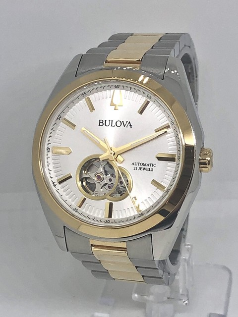 Bulova Surveyor 43mm Silver Stainless Steel Case, Silver/Gold Stainless ...