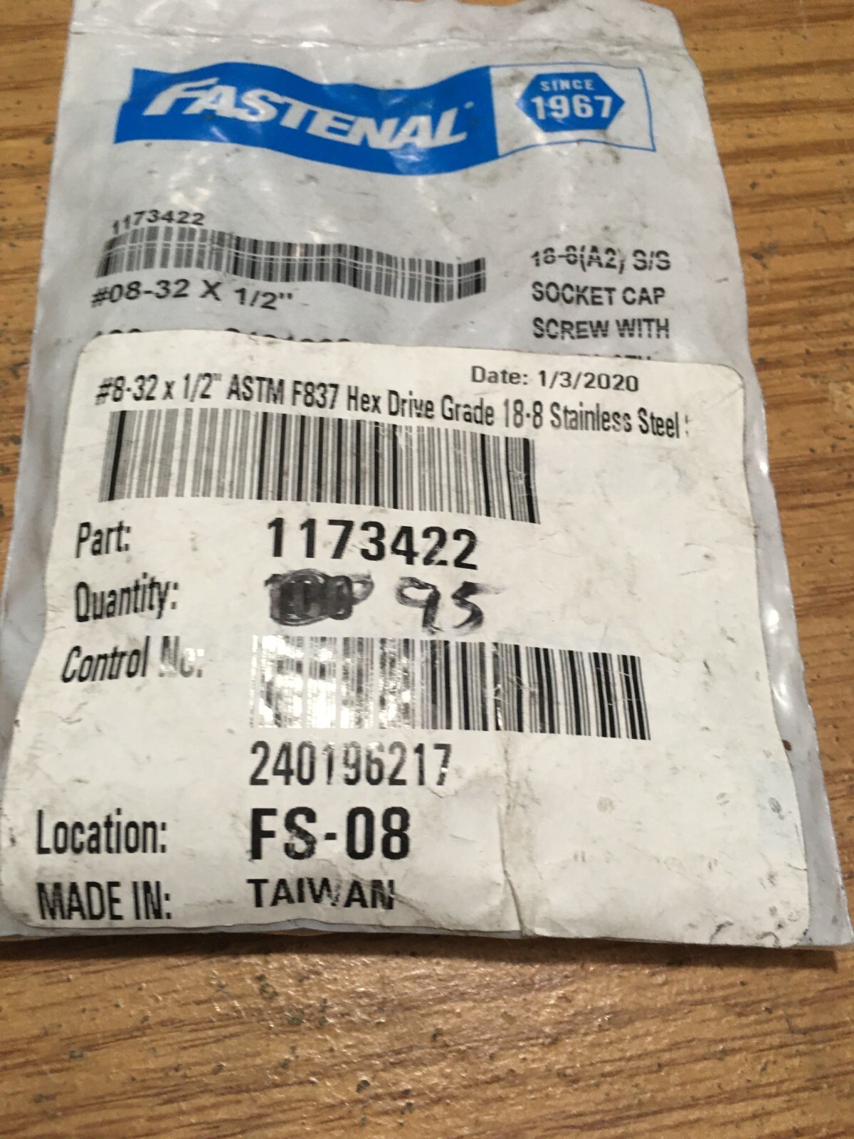 (95) #8-32 x 1/2" ASTM F837 Hex Drive Grade 18-8 Stainless Steel Socket ...