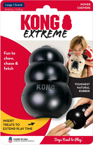 KONG Extreme LARGE Fetch & Chew Dog Toy Black Durable Rubber Treat ...