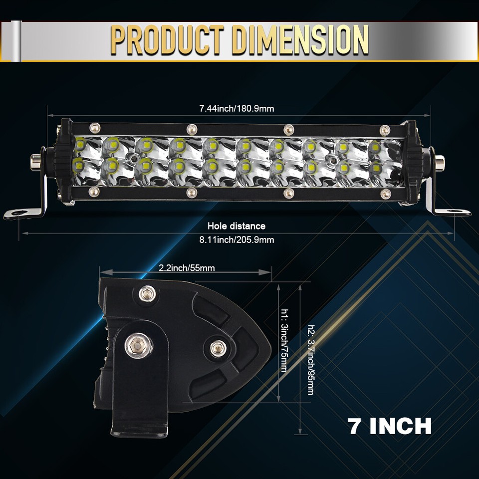 7" INCH LED WORK LIGHT BAR FLOOD OFFROAD ATV FOG TRUCK LAMP 4WD 12V 6 ...