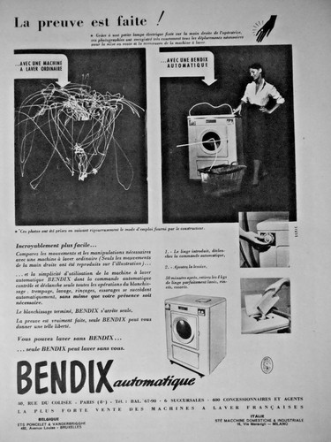 PUBLICITÉ DE PRESSE 1952 MACHINE A LAVER BENDIX LA PREUVE EST FAITE ...