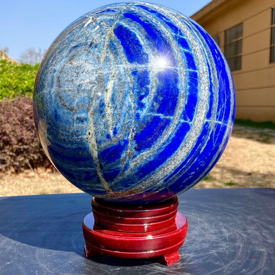 33.06LB Natural Lapis lazuli Sphere Quartz Crystal Ball Reiki healing ...