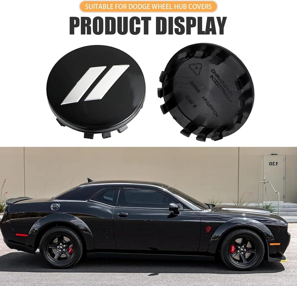 4pc Set 63mm White Slash Wheel Center Caps For Dodge Charger Challenger ...