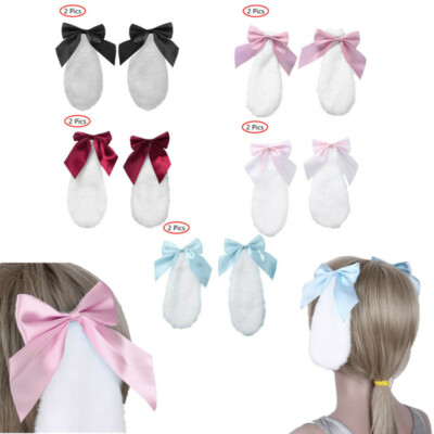 2 Pics Kawaii Girls Hair Clip Adorable Rabbit Plush Lop Ears Hair Clamp ...