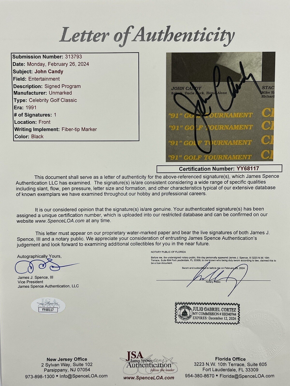 John Candy Autographed Hand Signed Photo - Rare Signature Full JSA ...