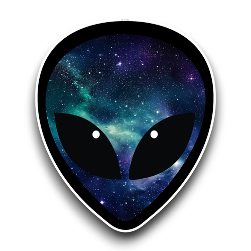 Cosmic Galaxy Space Alien Head Sci-Fi Vinyl Sticker Decal Car Van ...