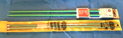 2 Pair Green Plastic Knitting Needles Hero #10 Boye #8 Both 14" Long ...