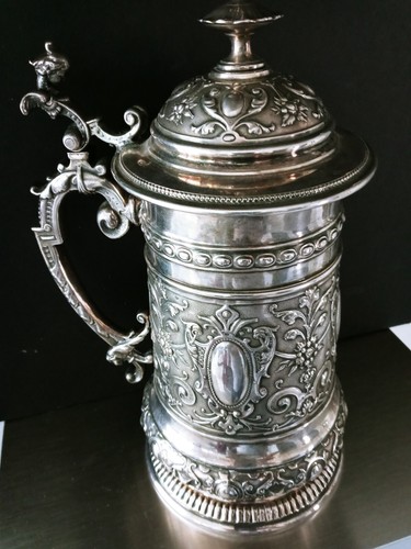 LARGE BEAUTIFUL EUROPIAN CONTINENTAL STERLING SILVER TANKARD | eBay