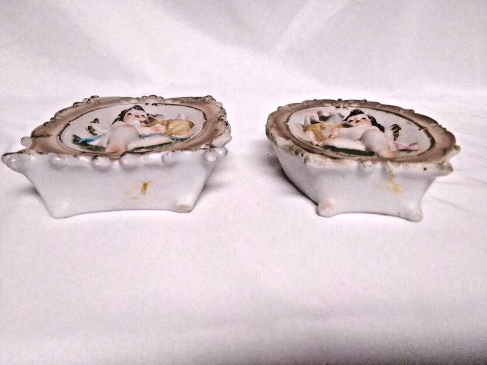 (2) VTG NORLEANS CERAMIC ANGEL CHERUB HOLDING ROSES WALL POCKETS | eBay