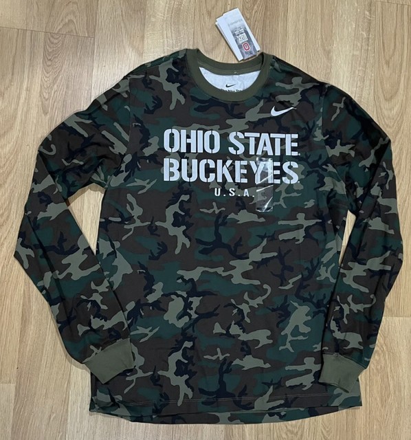 Nike Ohio State Buckeyes Tee L/S Shirt Camo Military Men’s Size Large ...