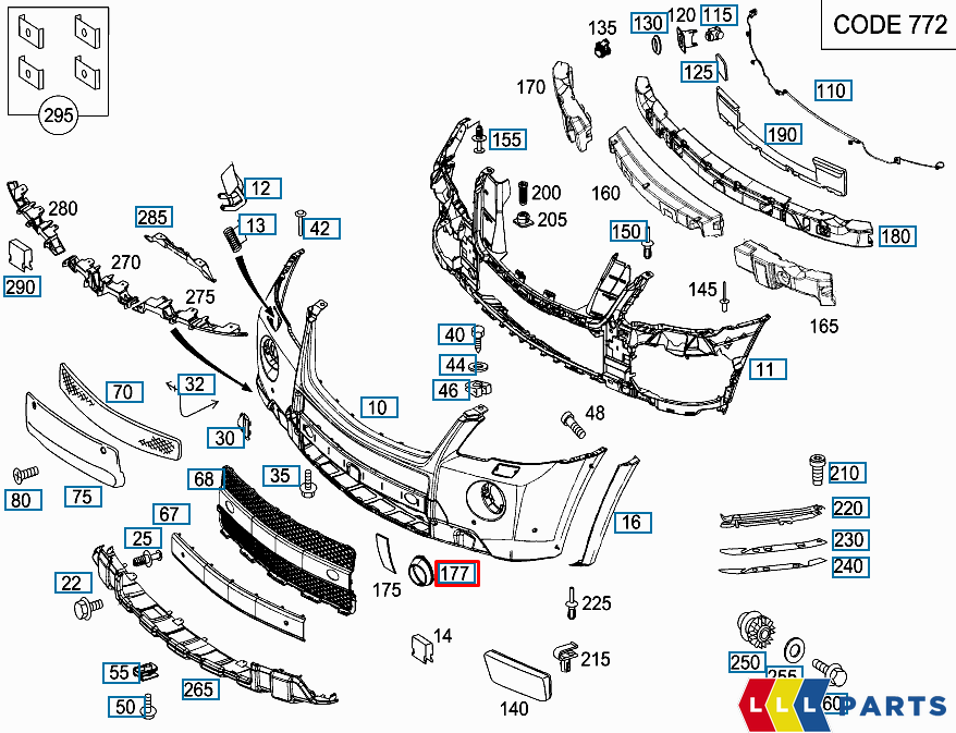 MERCEDES Ml W164 Fog Light Frame AMG Left Side A1648853022 a 164 885 30 ...
