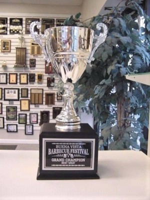 BBQ COOK OFF TROPHY 16 YEAR PERPETUAL SILVER METAL CUP AWARD ELEGANT J ...