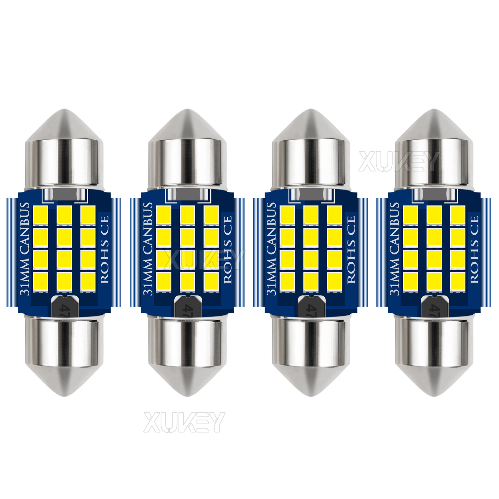 4x 2016-SMD 31MM/30MM FESTOON LED INTERIOR DOME MAP LIGHT BULB GLOBE ...