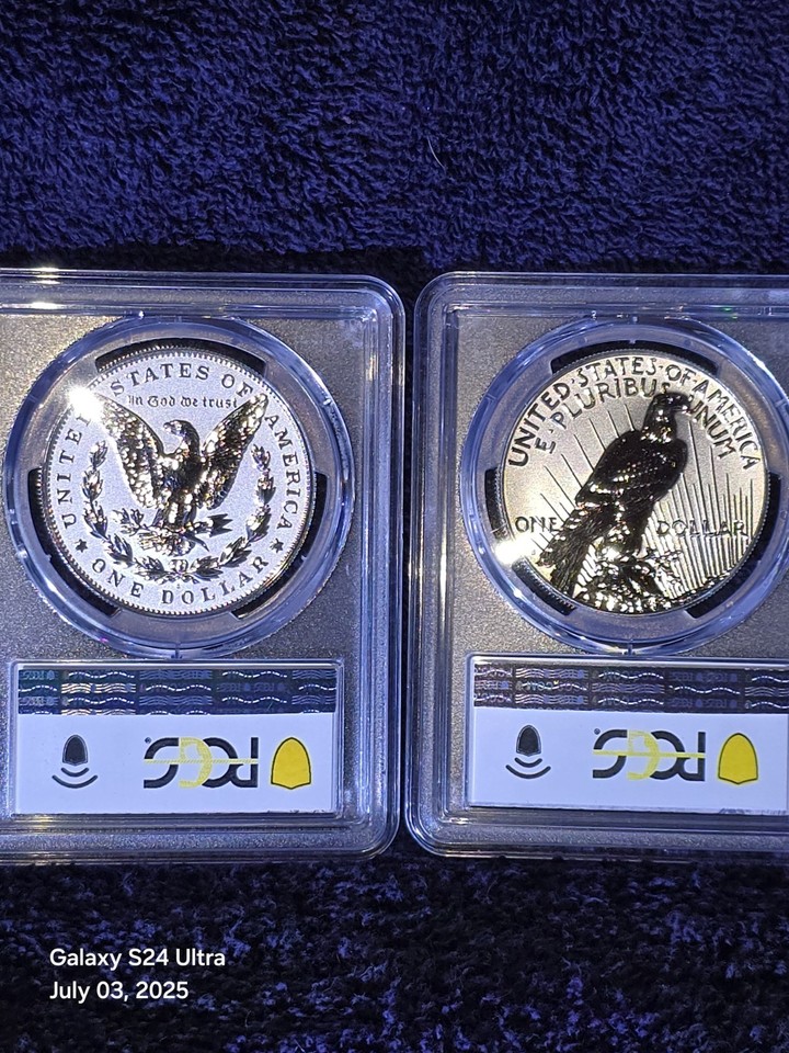 2024 S MORGAN DOLLAR & PEACE DOLLAR REVERSE PROOF 2 COIN SET PCGS GEM ...