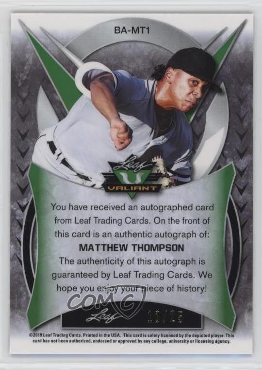 2019 Leaf Valiant Blue Prismatic /25 Matt Thompson Matthew Thompson #BA ...
