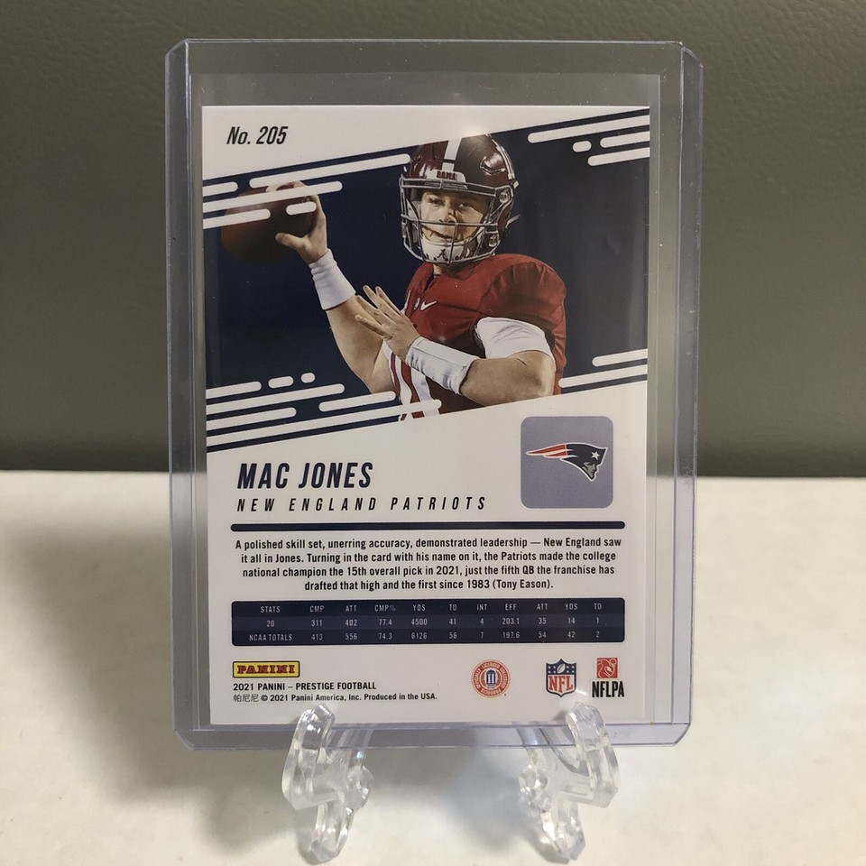 MAC JONES 2021 Panini Prestige Football ROOKIE RC Card #205 PATRIOTS | eBay