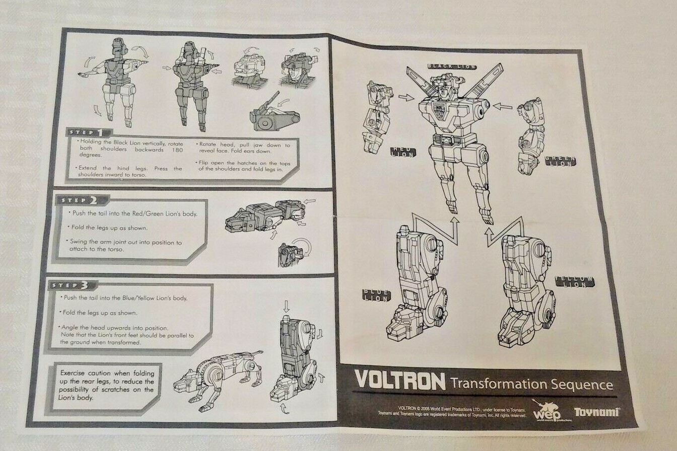 2008 VOLTRON Toynami Lion Force Transformation Sequence Instructions ...