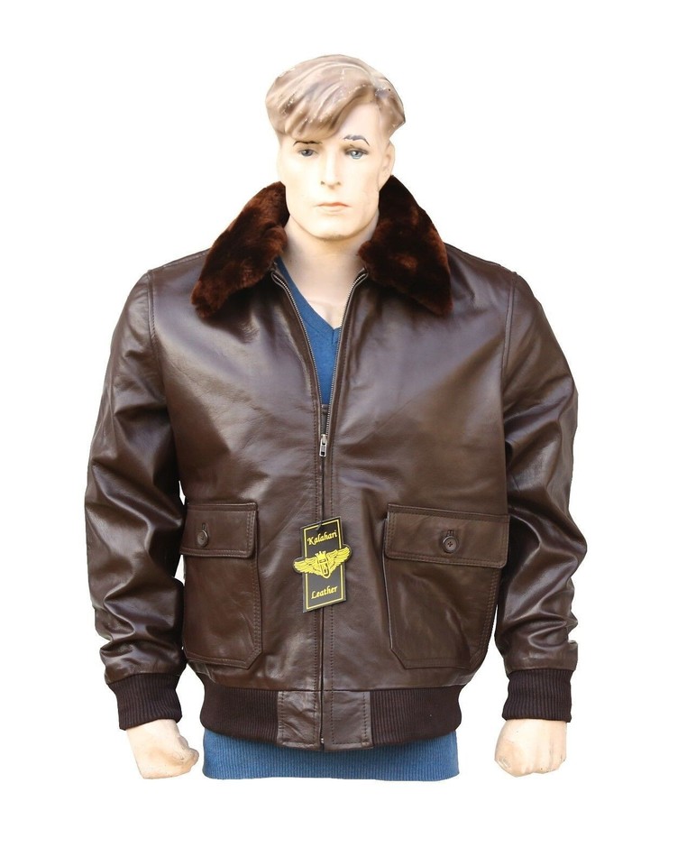 Men Aviator WWII Navy G1 Flight Bomber Real Leather Jacket Warm Quilted ...
