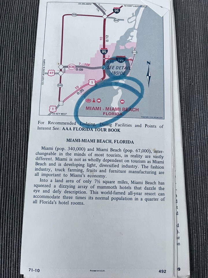 TRIPTIK Miami to Sarasota FL Florida AAA booklet map | eBay