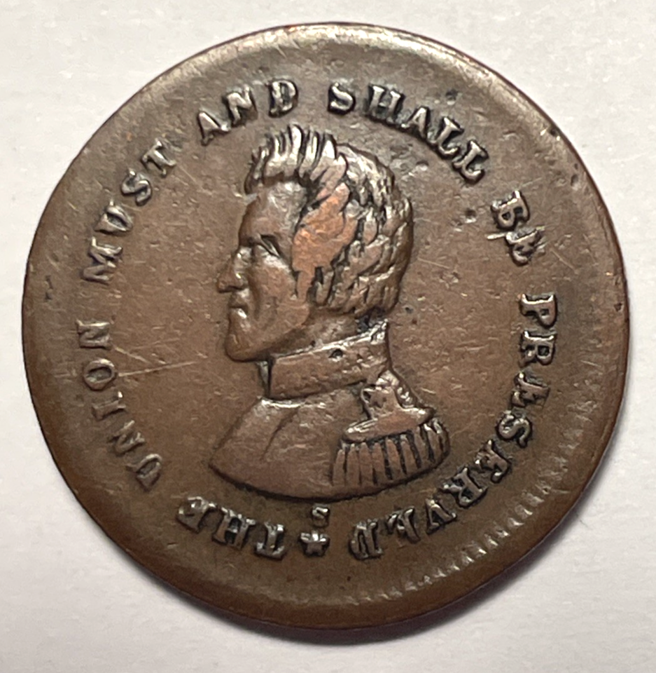 1863 Civil War Token F 136/397a Beware the Snake Jackson The Union Must ...