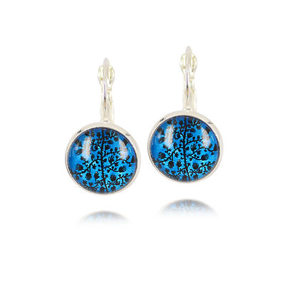 Tree of Life Earrings Blue Black Vintage Style lever back closure ...